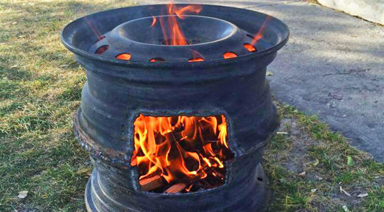 Old tire rims make for the best DIY fire pits!