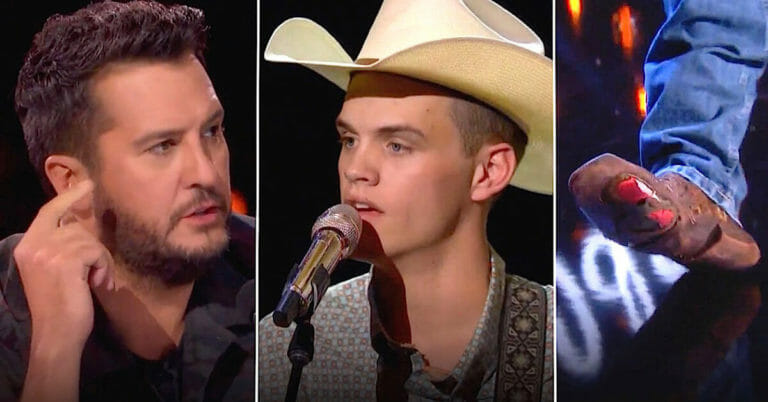 In touching moment, Luke Bryan hands his own boots to a struggling ...